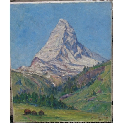Peintures | Huile sur toile "Le Cervin, Zermatt" Moinat SA - Antiquités ...